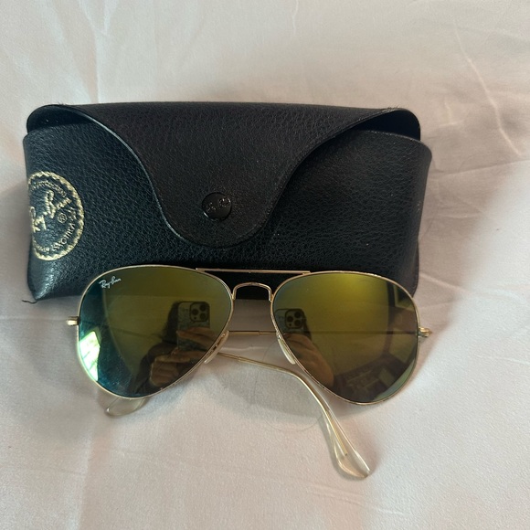 Ray-Ban | Accessories | Green Yellow Ray Ban Aviator Sunglasses | Poshmark
